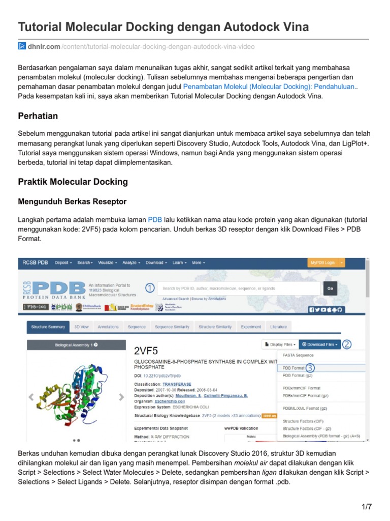 Tutorial Molecular Docking Dengan Autodock Vina | PDF