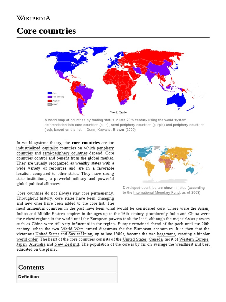 Core Countries | PDF | Economies