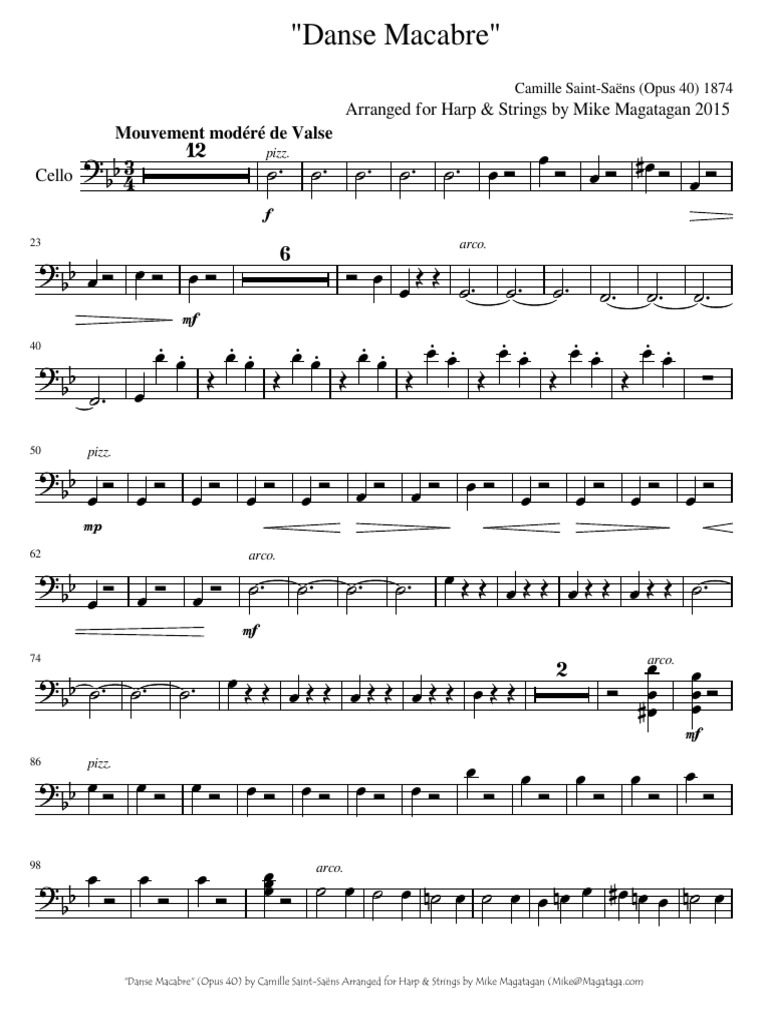 (Free Scores - Com) Saint Saens Camille Danse Macabre For Harp Strings ...