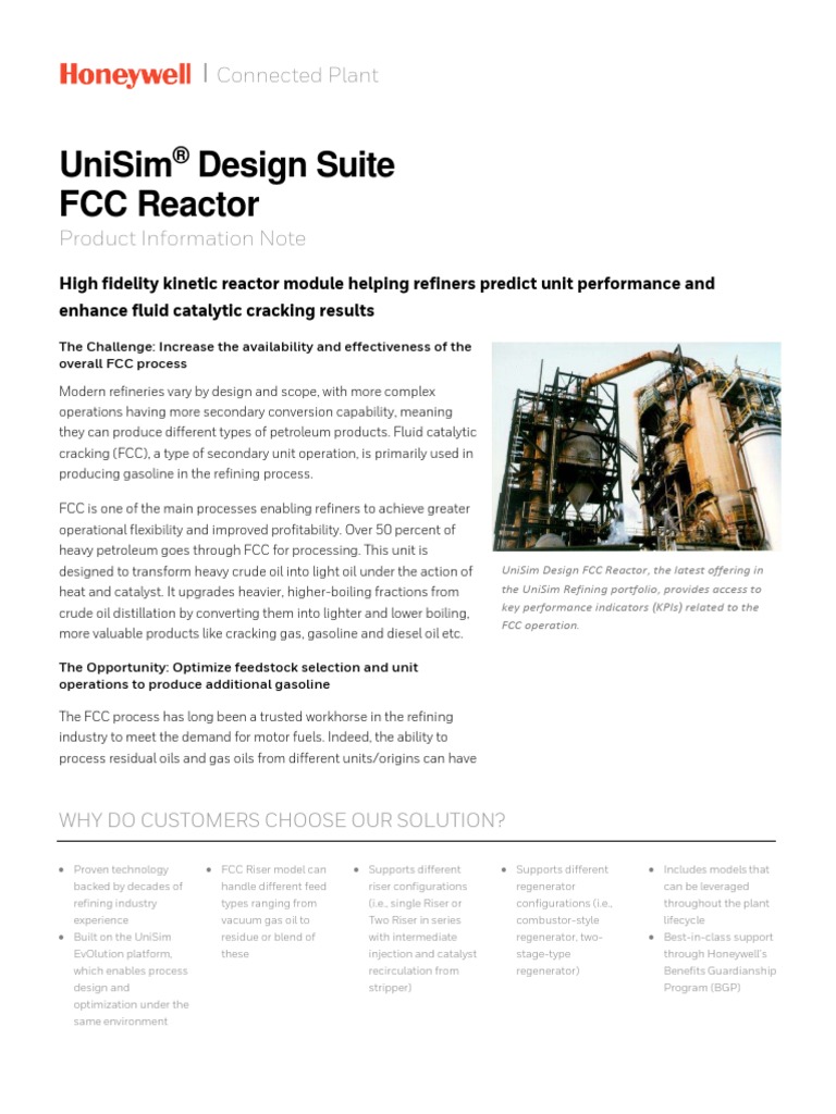 UniSim Design FCC Reactor PIN | PDF | Oil Refinery | Petroleum