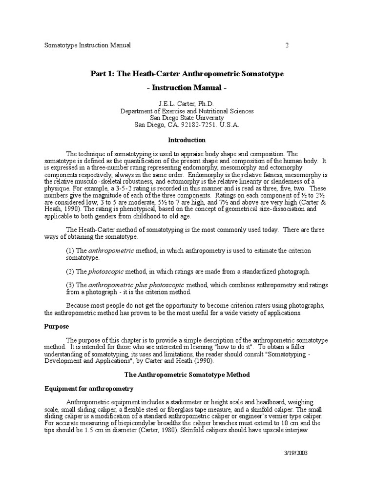 2002 Heath-Carter Manual | PDF | F Test | Statistics