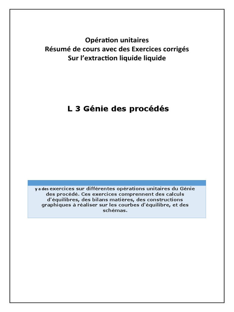 Opération Unitaires | PDF | Solvant | Acide