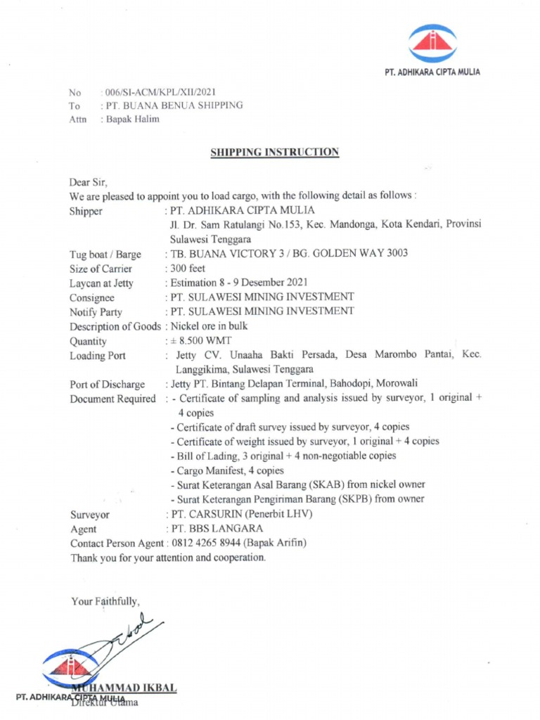 Si 006 Tb. Buana Victory 3 - Bg. Golden Way 3003 | PDF