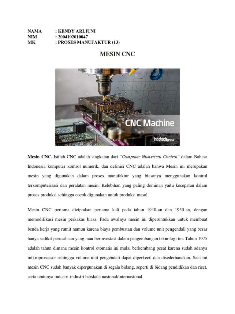 Mesin CNC: Definisi dan Proses Kerja | PDF