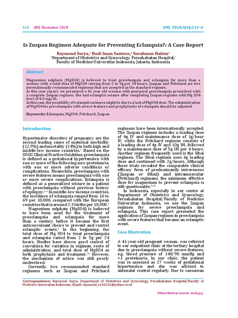 Is Zuspan Regimen Adequate For Preventing Eclampsi | PDF | Human ...