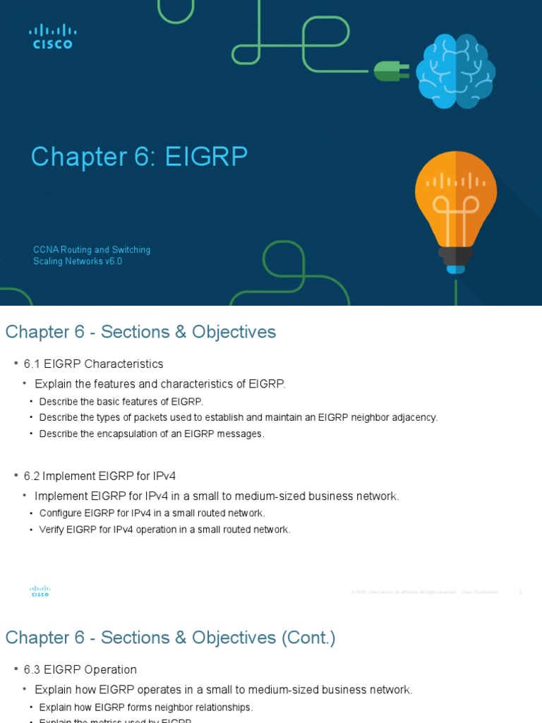 Chapter 6: EIGRP: CCNA Routing and Switching Scaling Networks v6.0 | PDF | I Pv6 | Routing