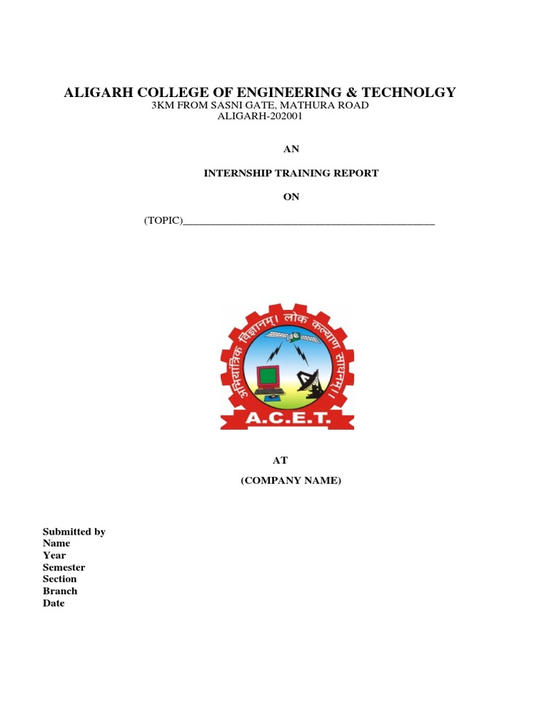 ACET Internship Report Performa 2021-22 (ODD) | PDF