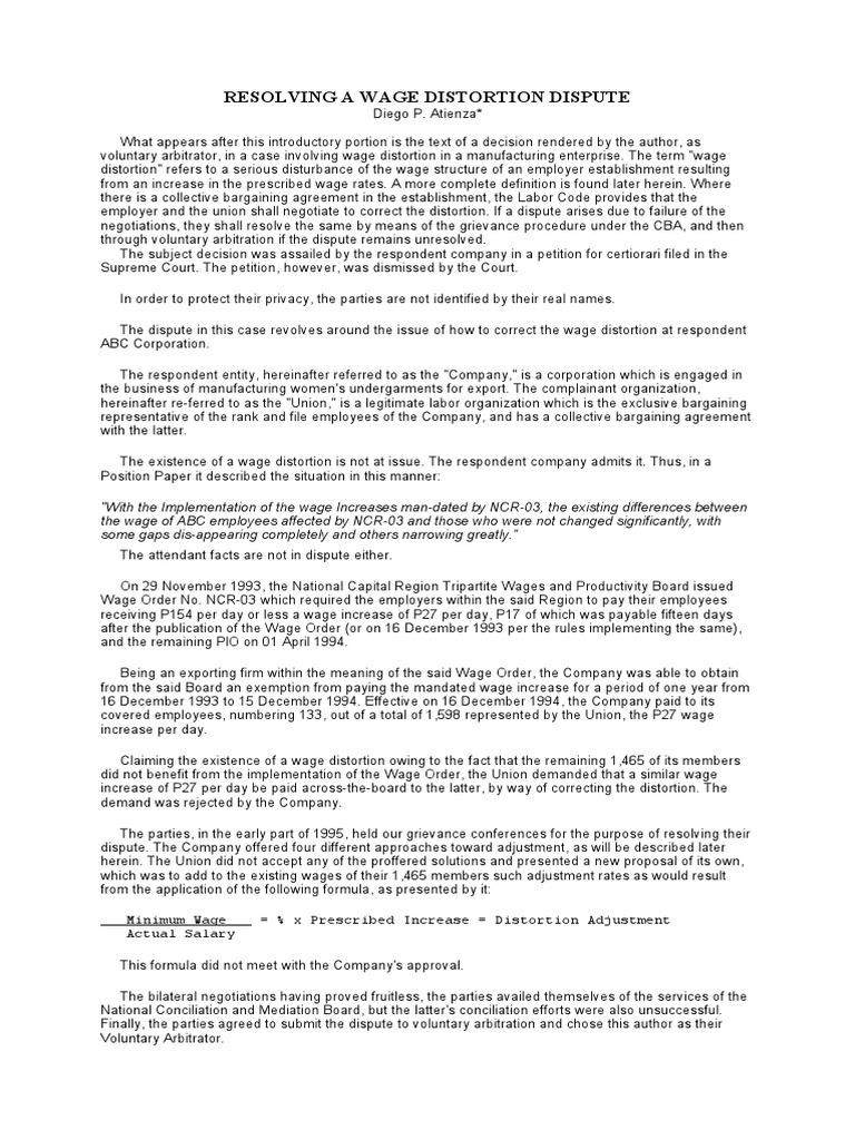 Wage Distortion Dispute Resolution Guide | PDF | Salary | Employment
