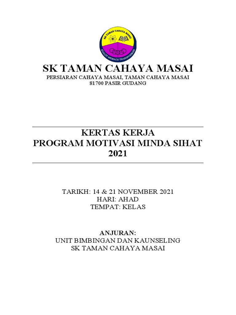 Kertas Kerja Program Motivasi Minda Sihat | PDF