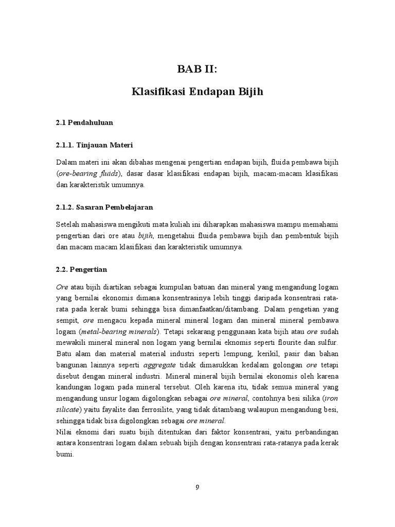 Bab II Klasifikasi Endapan Bijih | PDF