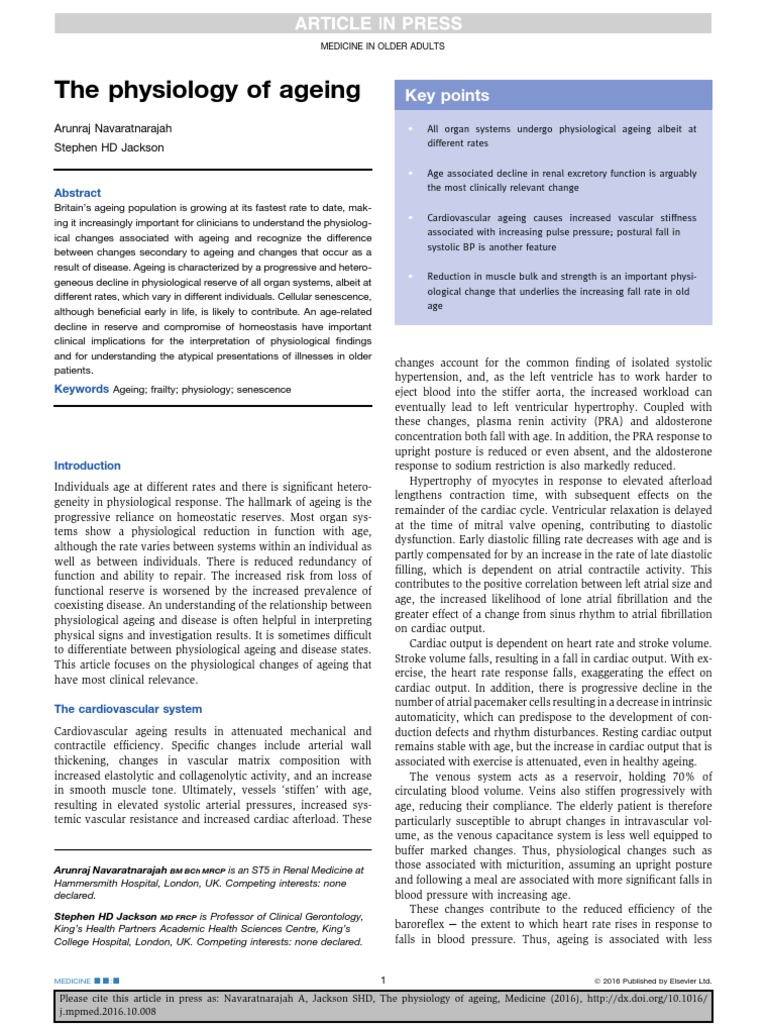 The Physiology of Ageing: Key Points | PDF | Blood Pressure | Heart