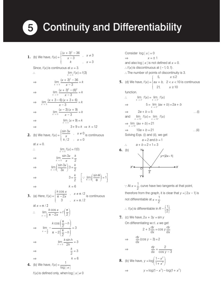 Continuity and Differentiability: X X X K X X X X | PDF | Mathematical Analysis | Differential ...