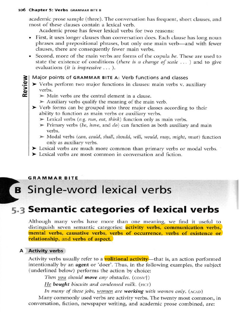 Semantic Categories of Lexical Verbs | PDF | Verb | Clause