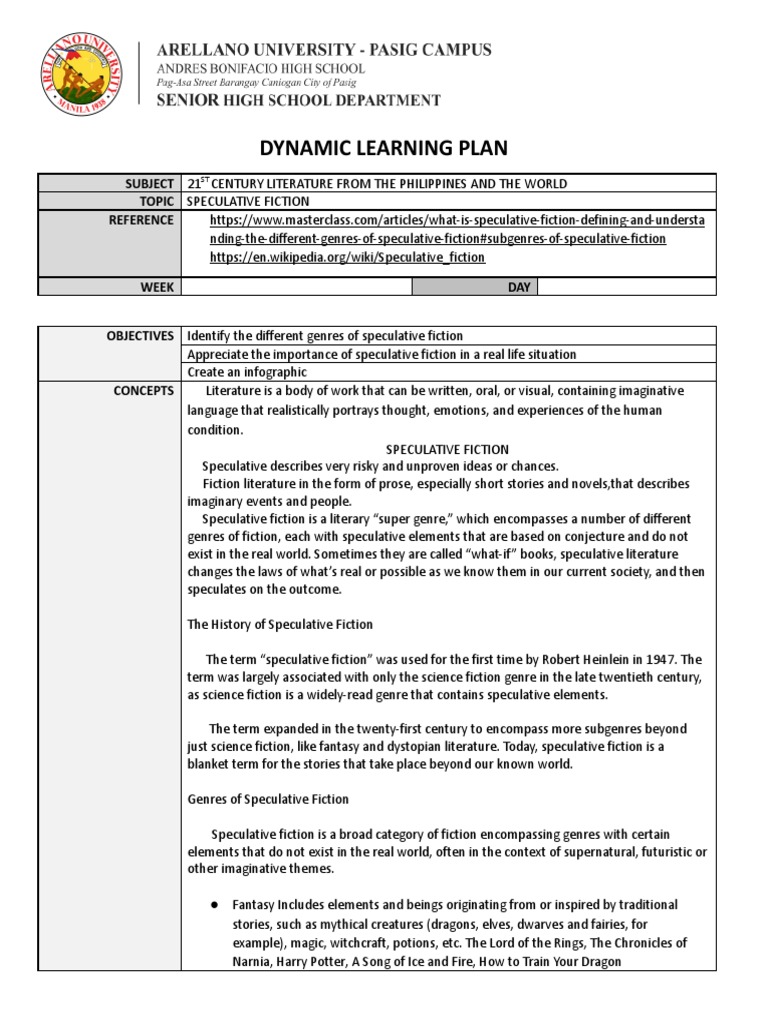 Speculative Fiction Dlp1 1 | PDF | Speculative Fiction | Genre