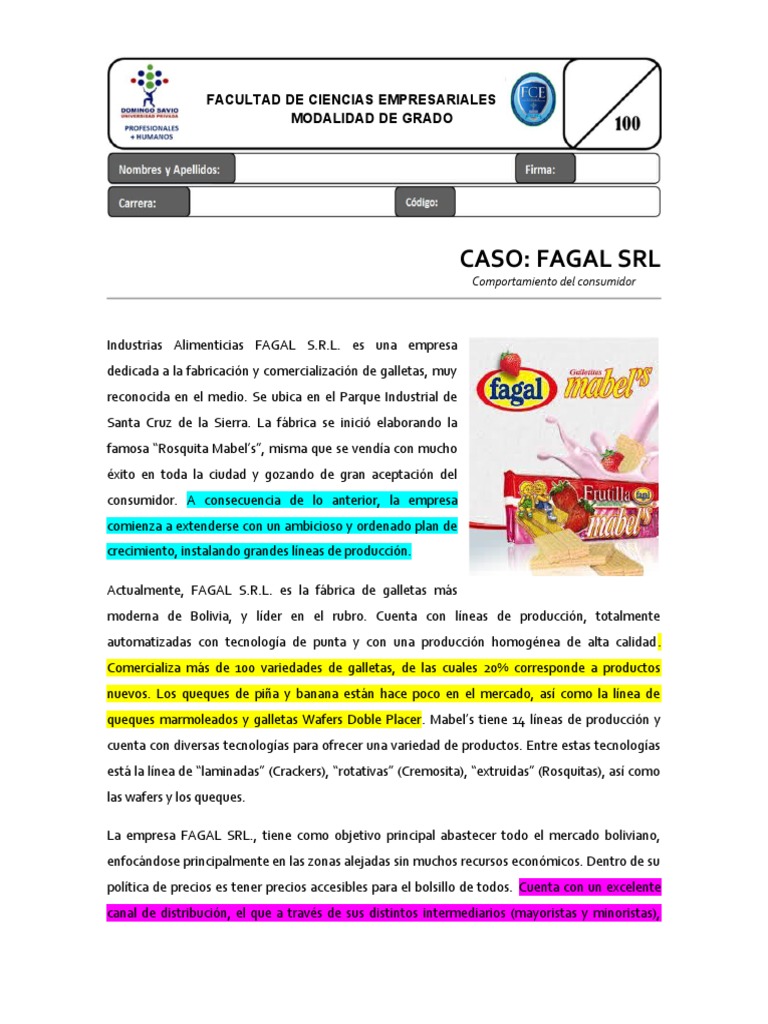 Caso FAGAL 6 Realizado | PDF | Bolivia | Mercado (economía)