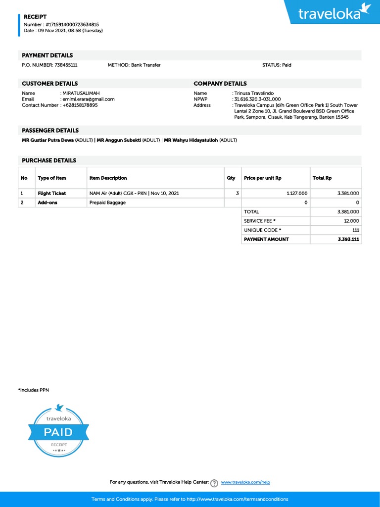 Receipt: MR Gustiar Putra Dewa MR Anggun Subekti MR Wahyu Hidayatulloh ...