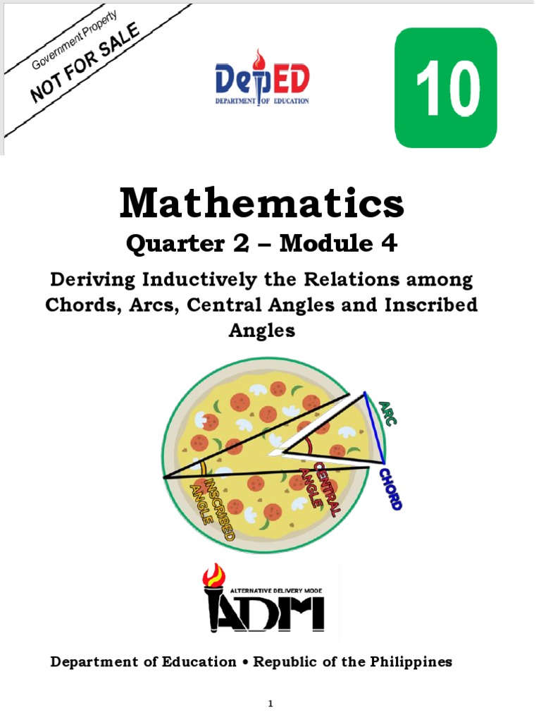 Mathematics: Quarter 2 - Module 4 | PDF | Angle | Circle