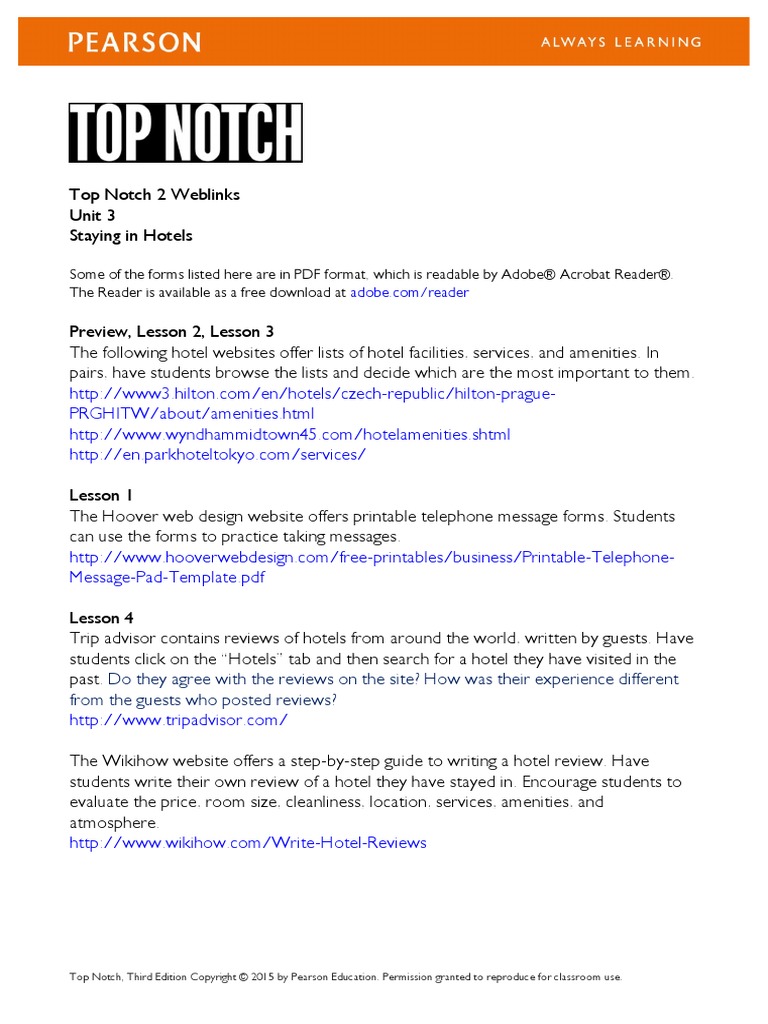 Top Notch 2 Weblinks Unit 3 | PDF
