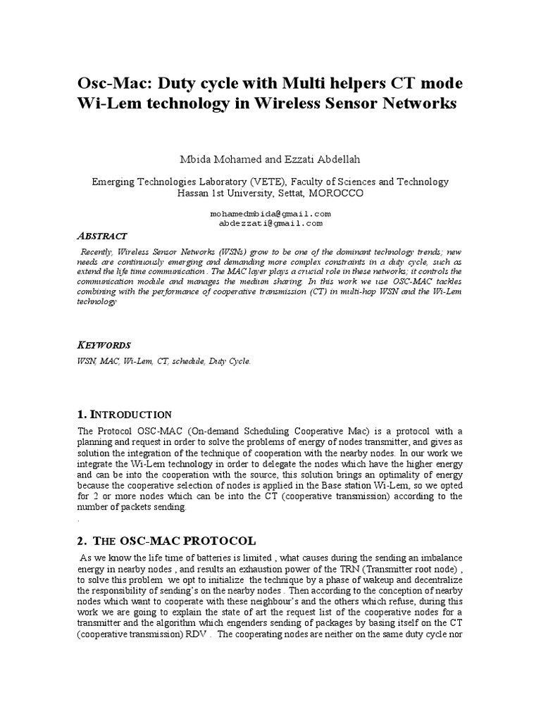 Aircc - Final Version Article Mbida Mohamed | PDF | Wireless Sensor Network | Computer Network