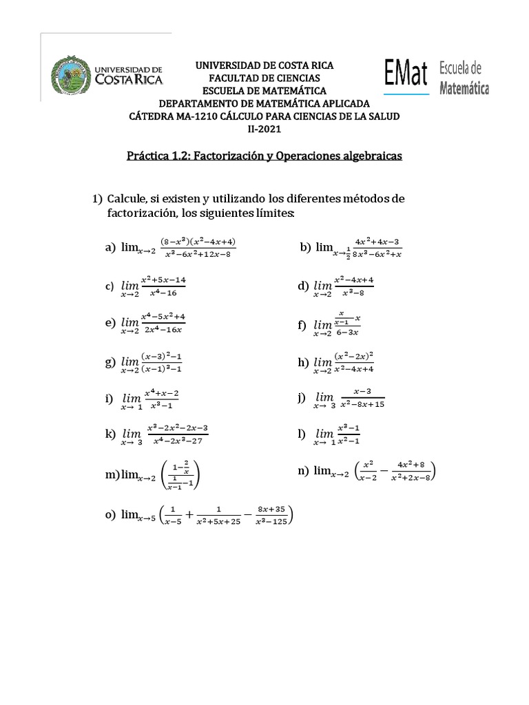 Práctica #1.2 MA1210 v2 (II-2021) | PDF