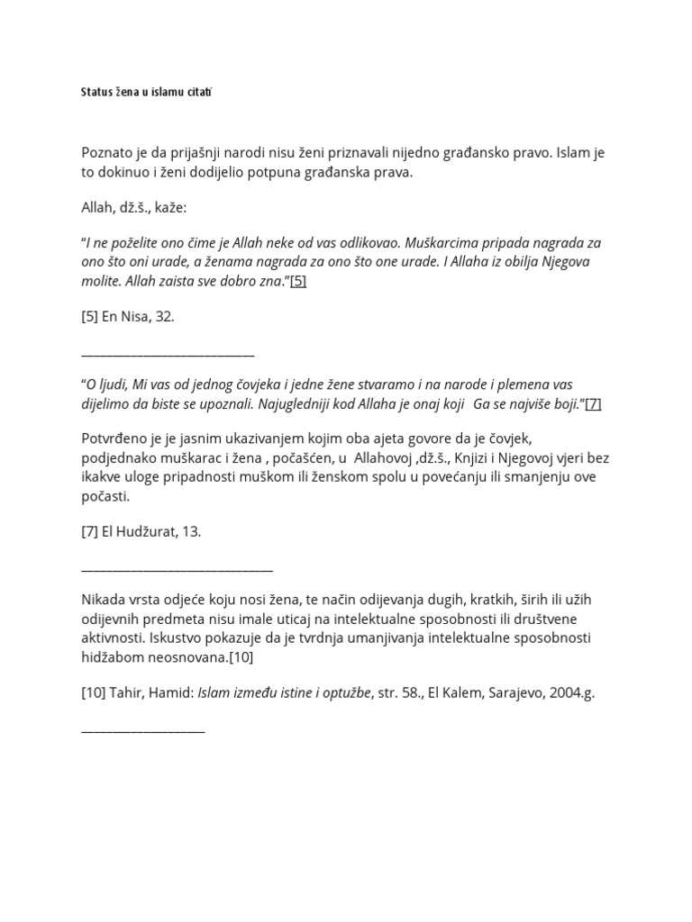 Status Žena U Islamu Citati | PDF