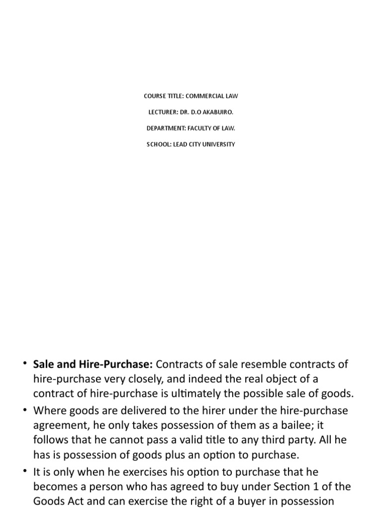 Distinguishing Sale and Hire-Purchase | PDF | Bill Of Sale | Loans