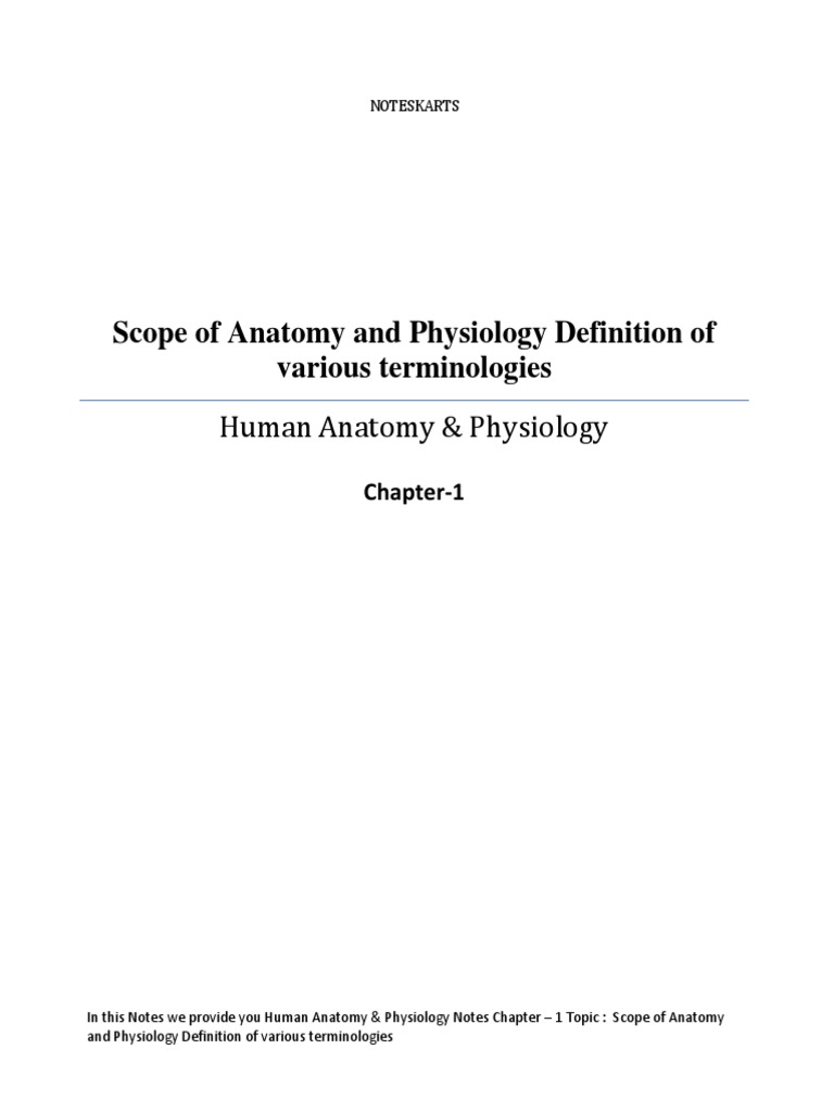 Scope of Anatomy and Physiology Chapter 1 Notes Noteskarts | PDF ...