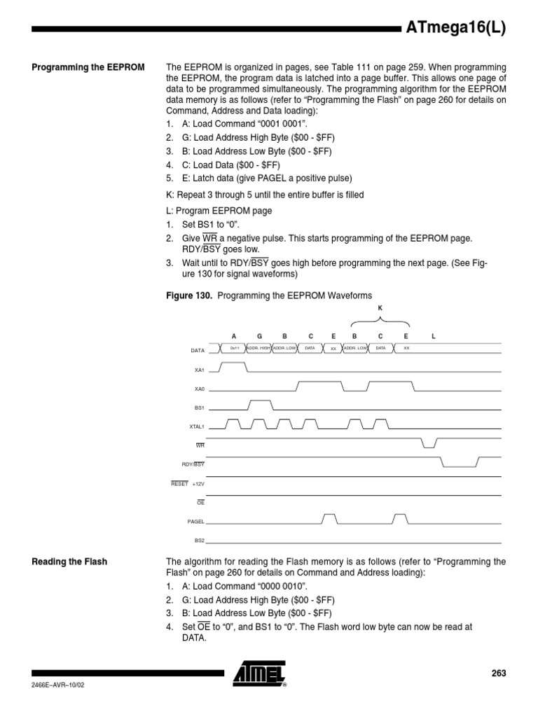 Atmega16 (L) : Programming The Eeprom | PDF | Electrical Engineering | Computer Hardware