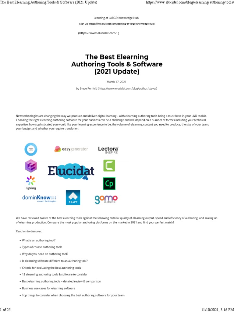 The Best Elearning Authoring Tools & Software (2021 Update) | PDF | Educational Technology ...