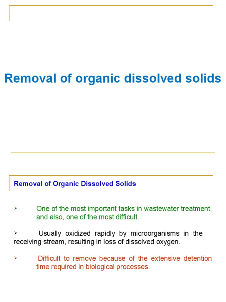 Removal of Organic Dissolved Solids | PDF | Sewage Treatment ...
