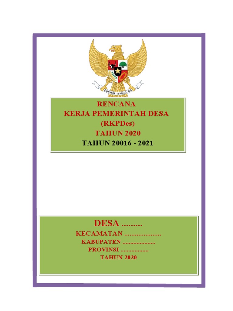 RKPDes 2020: Format dan Contoh Sampul | PDF