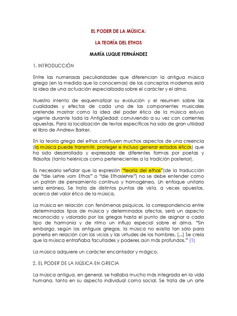 El Poder de La Música - La Teoría Del Ethos | Descargar gratis PDF ...
