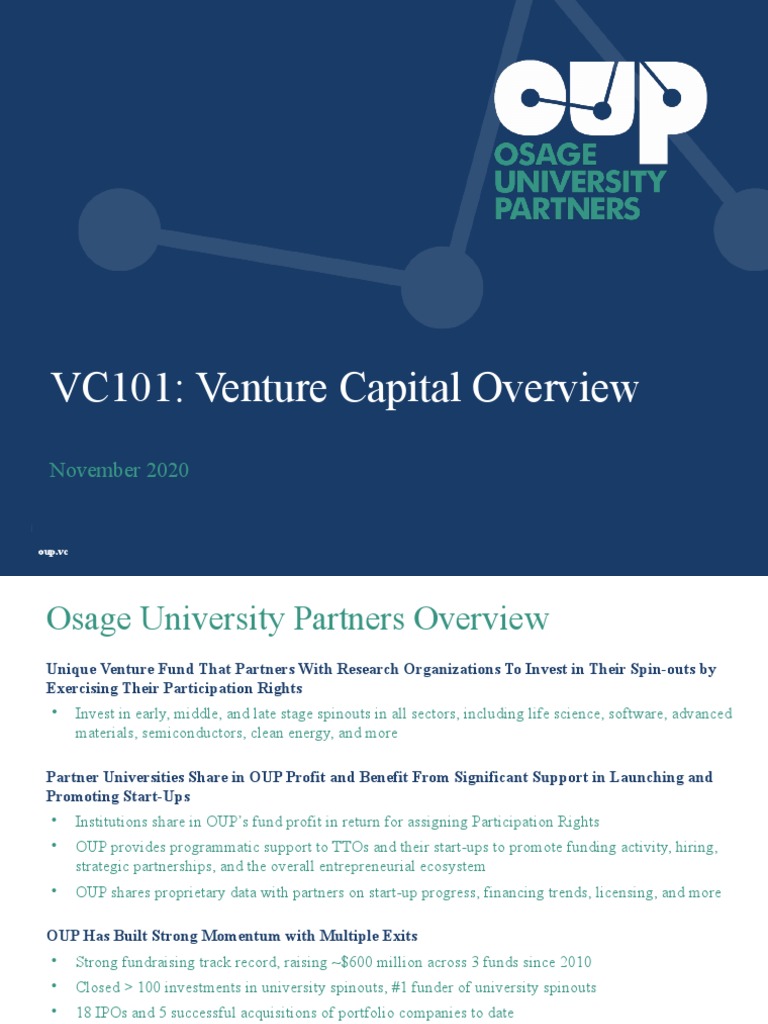 VC101: Venture Capital Overview: November 2020 | PDF | Corporate ...