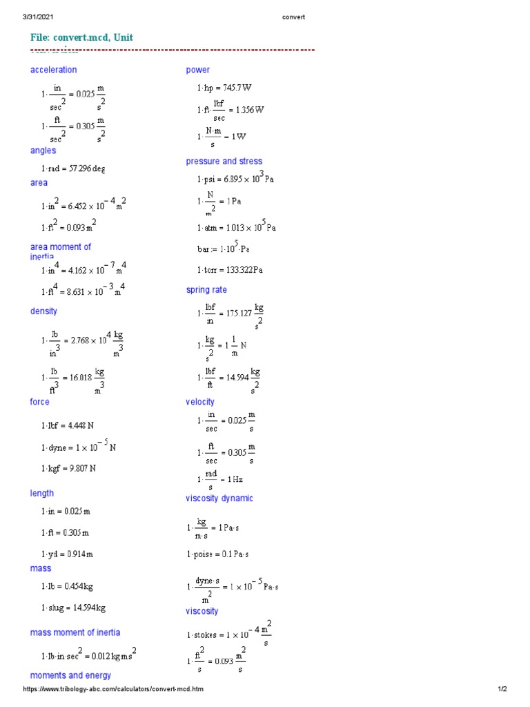 File: Convert - MCD, Unit Conversion: Acceleration Power | PDF ...