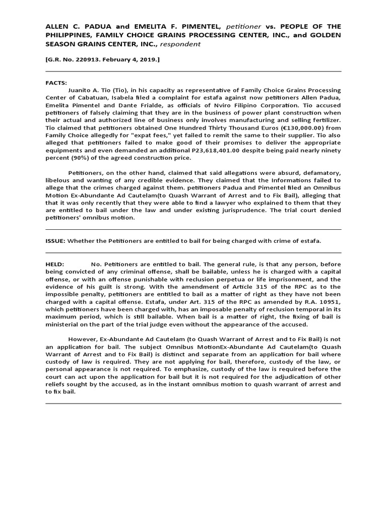 5 Padua vs. People | PDF | Bail | Arrest