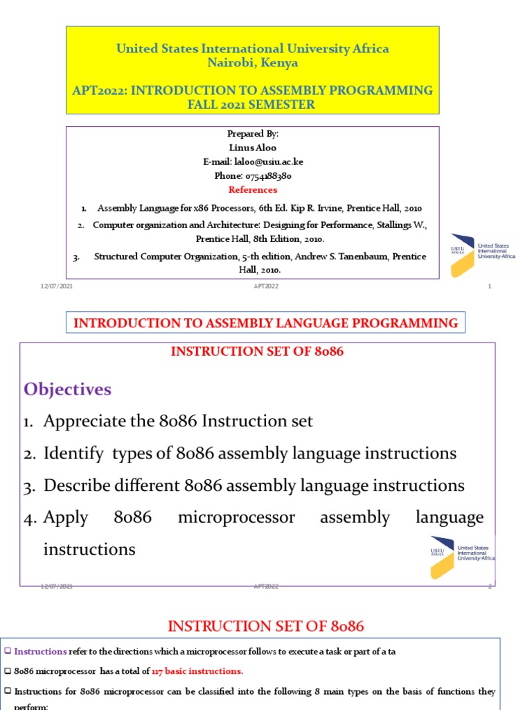 8086 Assembly Language Overview | PDF | Assembly Language | Central ...