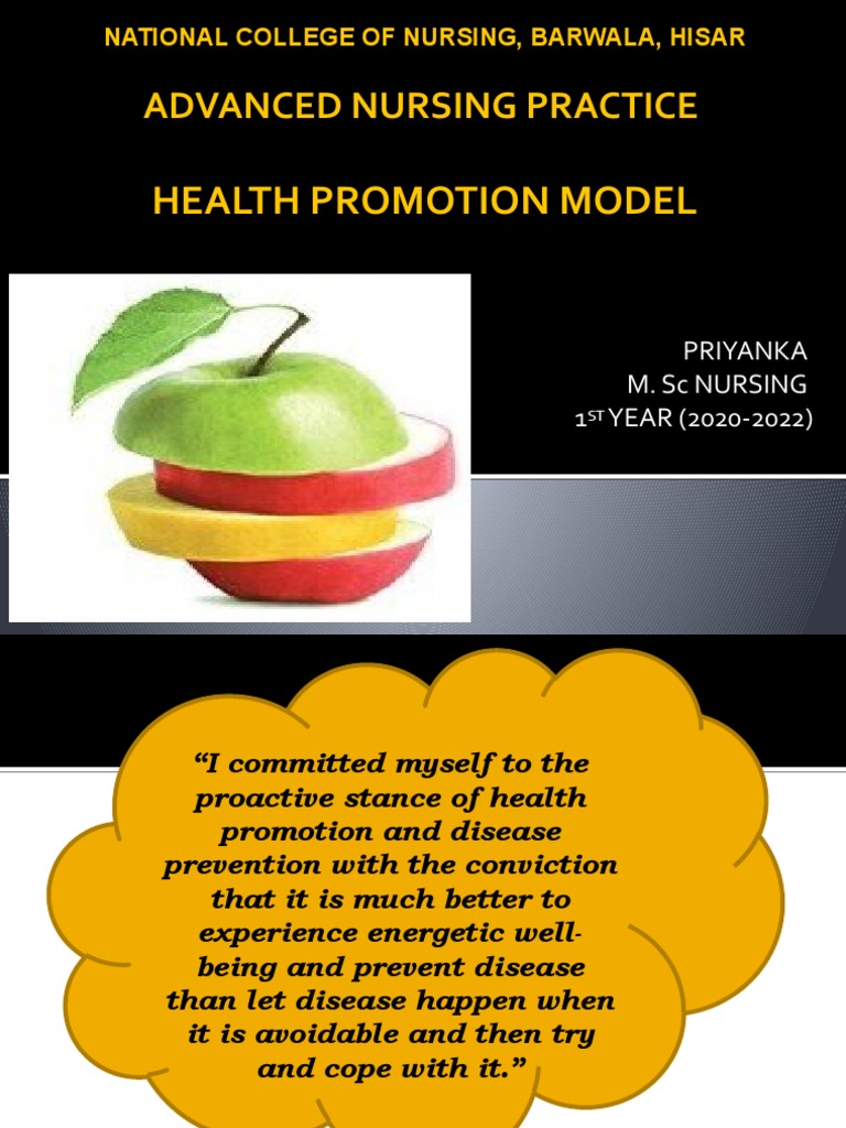 Nola Pender's Health Promotion Model | PDF | Behavior | Nursing