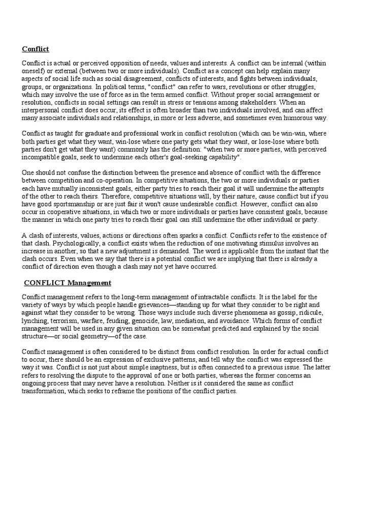 Conflict | PDF | Conflict Resolution | Conflict (Process)