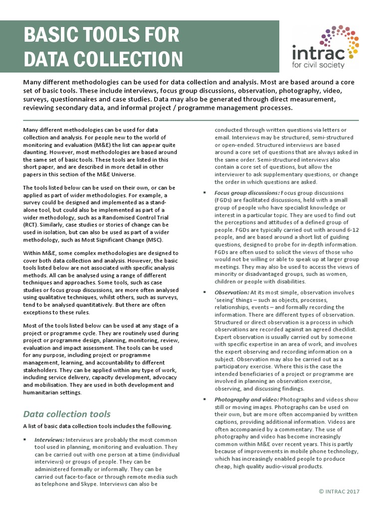 Basic Tools For Data Collection | PDF | Career & Growth | Business