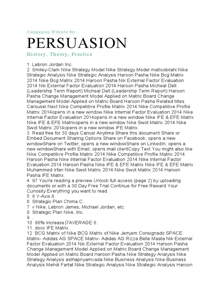 Persuasion: History, Theory, Practice | PDF | Scribd | Swot Analysis