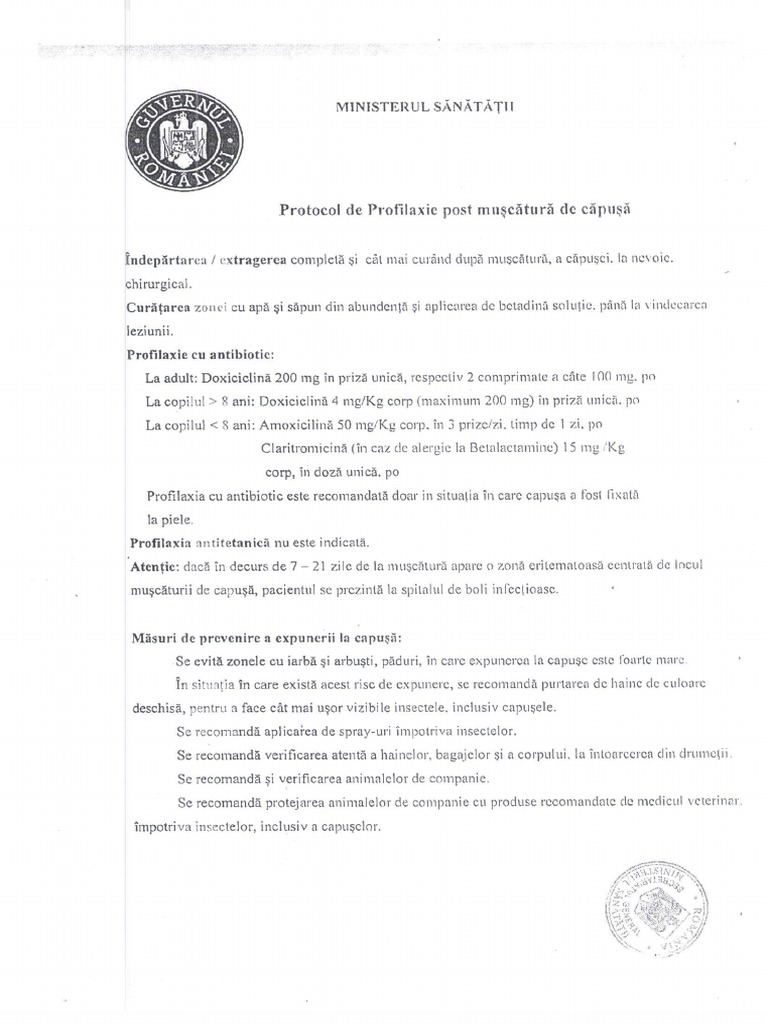 Protocol Profilaxie Capusa | PDF