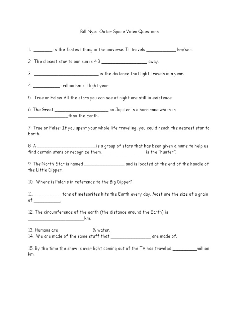 Bill Nye Outer Space | PDF