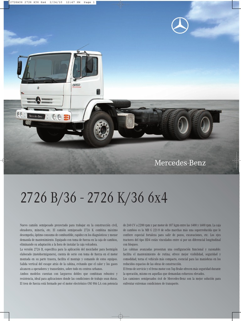 Caminhão Mercedes Benz 2726K 6X4 | PDF | Eje | Camión
