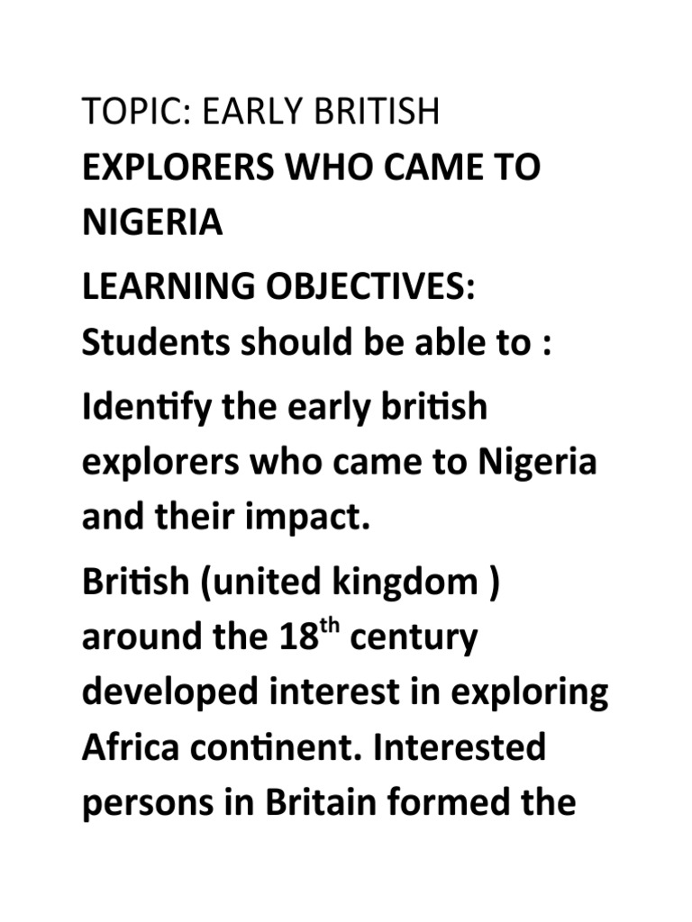 Early British Exploration | PDF | Africa