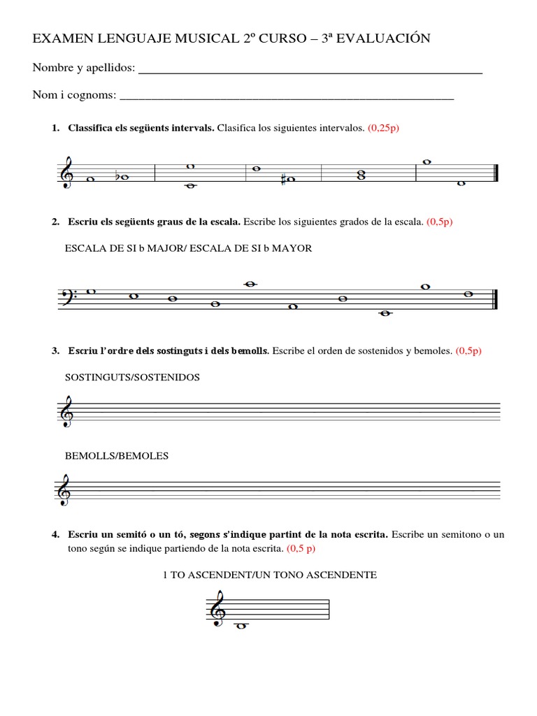 [TÍTOL] "Examen de Llenguatge Musical 2n Curs - 3a Avaluació" | PDF ...