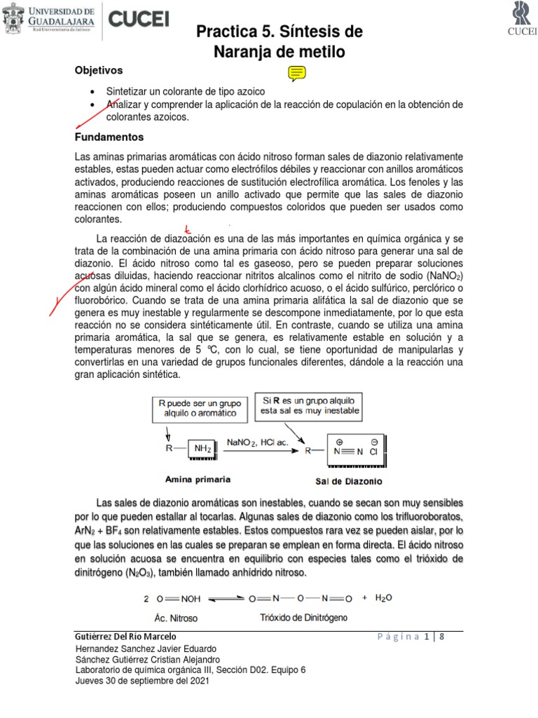 Síntesis de Naranja de Metilo | PDF | Sal (química) | Nitrito