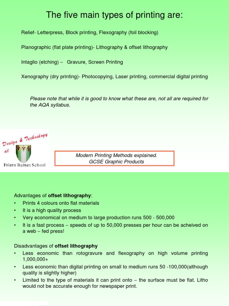 Types of Printing Process | PDF