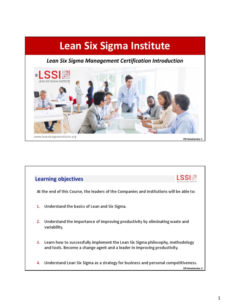 Lean Six Sigma Management Certification Introduction | PDF | Six Sigma ...