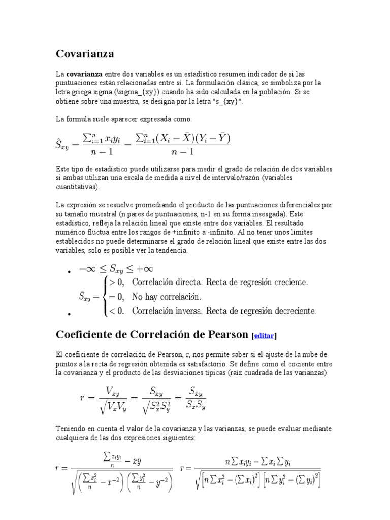 Covarianza | PDF | Covarianza | Correlación y dependencia