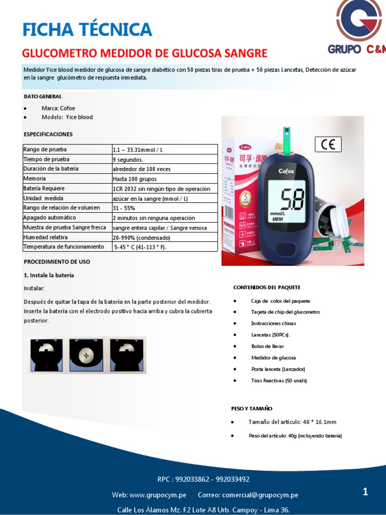 Ficha Tecnica Glucometro | PDF Ficha Tecnica Glucometro | PDF